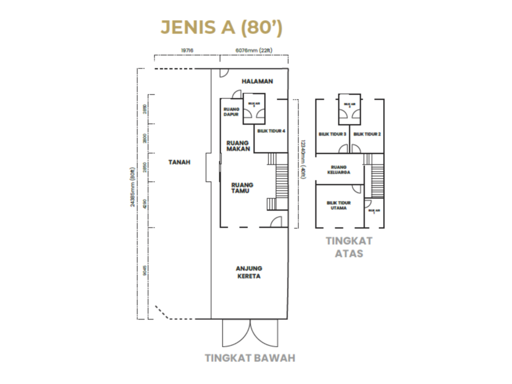 Double Storey Terrace | 22’×80′ – Hermoso Residences | by the sea
